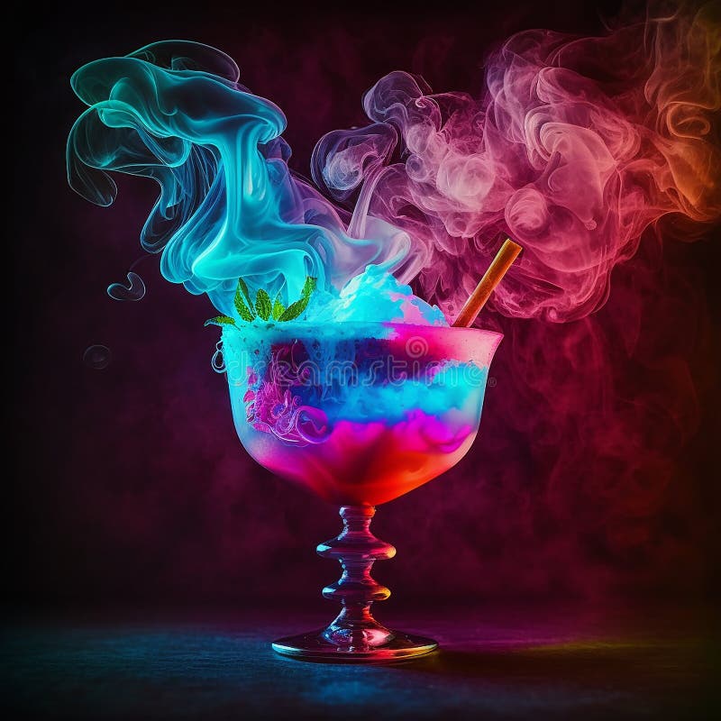 Neon Drink with Smoke Emerging from it. Ai Generated. Stock ... Neon Drink with Smoke Emerging from it. Ai Generated. Stock ...