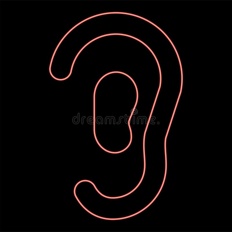 Neon Ear Red Color Vector Illustration Image Flat Style Stock Vector ...