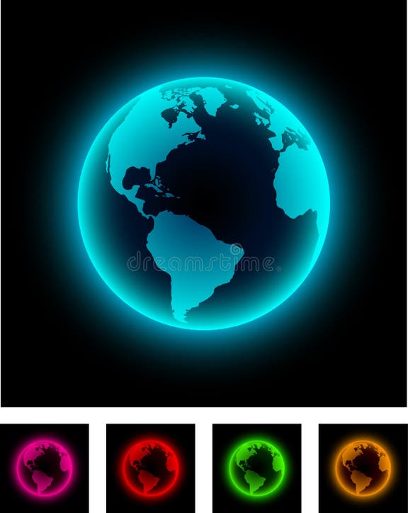Neon earth. stock vector. Illustration of global, africa - 13457912