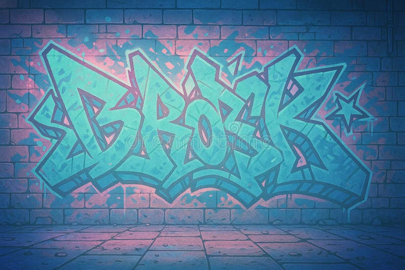 Neon Echo: Graffiti Dreams stock photo. Image of brick - 373903200