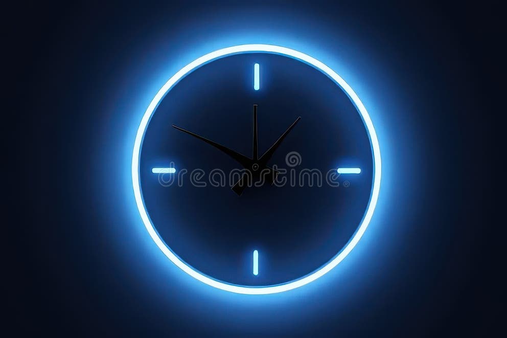 Neon Edge Clock Design stock illustration. Illustration of edge - 371903011