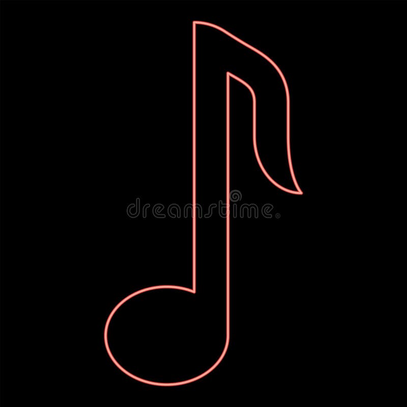 Neon Eighth Note Icon Black Color Vector Illustration Flat Style Image ...