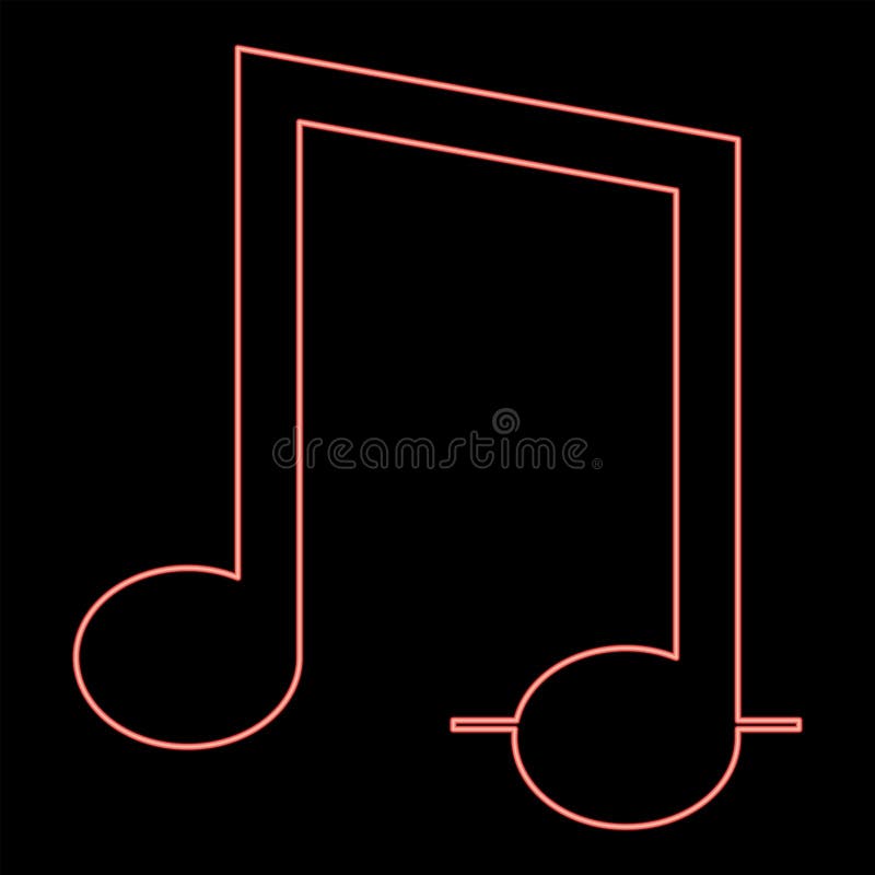 Neon Eighth Notes Icon Black Color Vector Illustration Flat Style Image ...