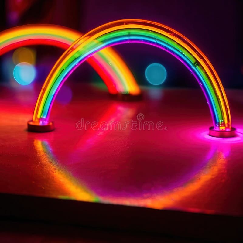 Neon Lights in Shape of Rainbow, Signifying Hope and Diversity Stock ...