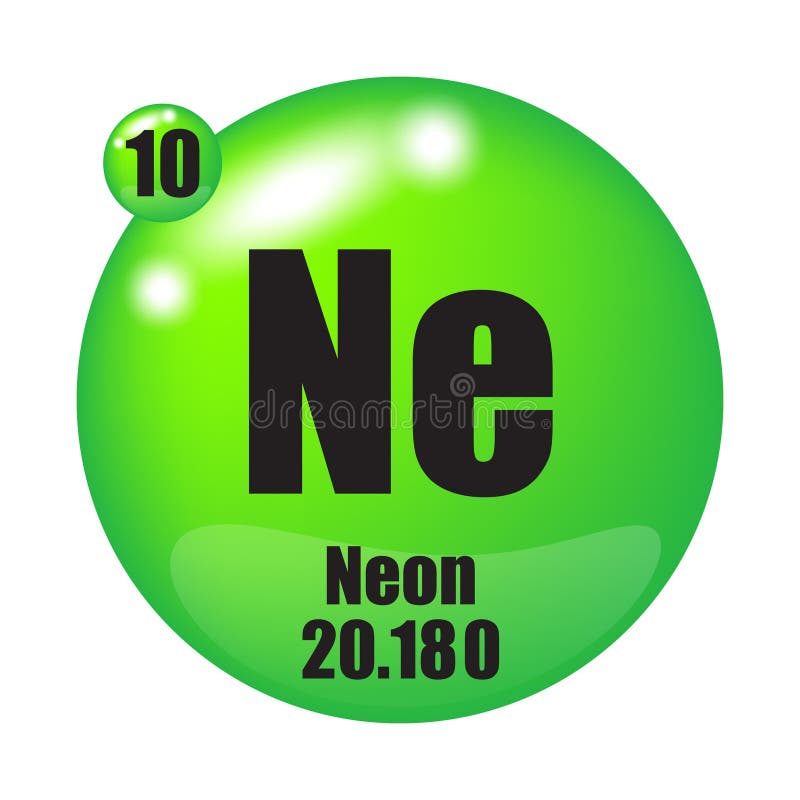Neon Element Icon. Atomic Number 10. Atomic Mass 20.180. Green ...