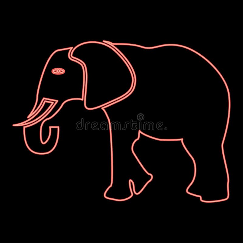 Neon Elephant Red Color Vector Illustration Flat Style Image Stock ...