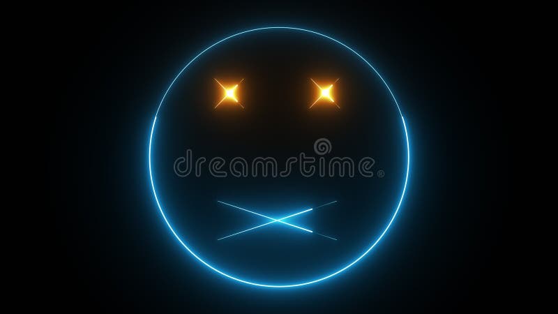 Neon emoji face stock video. Video of head, electric - 265283127