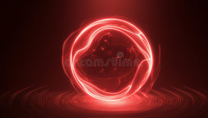 Neon Energy Sphere of Particles and Waves of Magical Glowing. Abstract ...