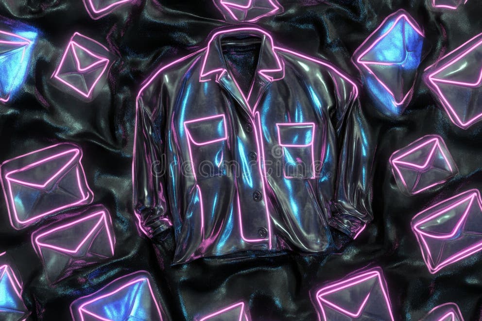 Neon Envelope Icons Arranged in a Vibrant Pattern on a Dark Backdrop ...