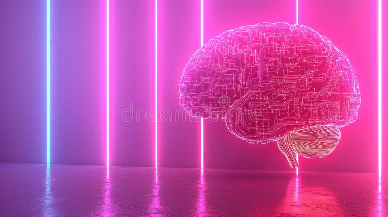 Neon Environment Concept Futuristic Brain Visualization and Digital Art ...