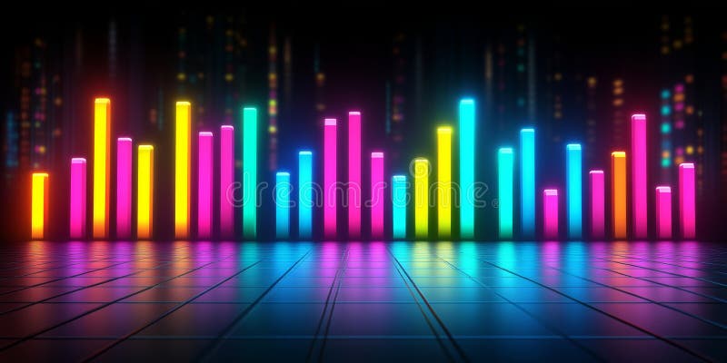 Neon Equalizer Bars on a Futuristic Nightscape Vibrant Audio Spectrum ...