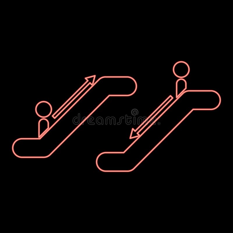 Neon Escalator Red Color Vector Illustration Flat Style Image Stock ...