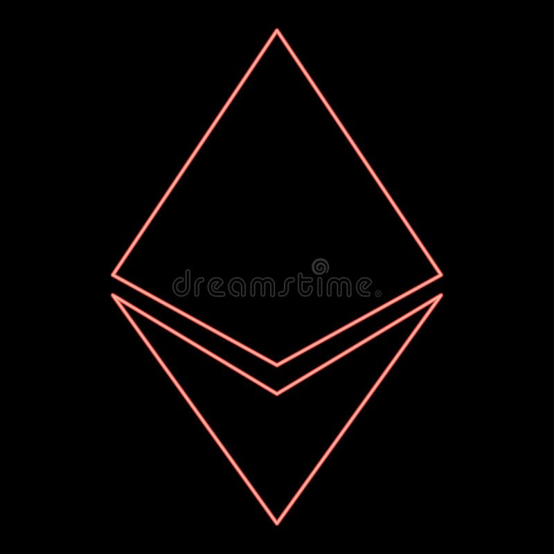 Neon Etherium Red Color Vector Illustration Image Flat Style Stock ...