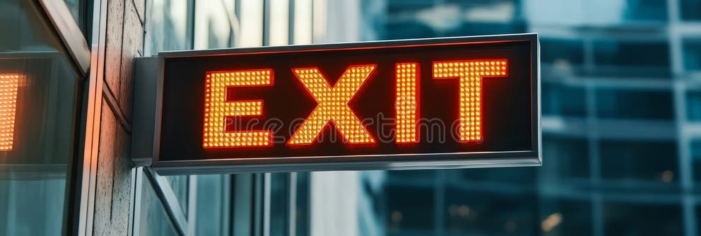 Neon EXIT Sign with a Bright Illuminated Display Indicating an ...