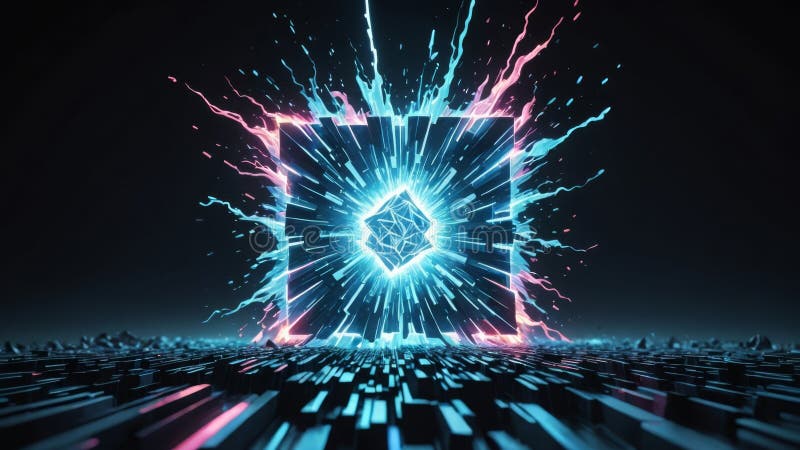 Neon Explosion with Central Star, Symbolizing Digital Energy and ...