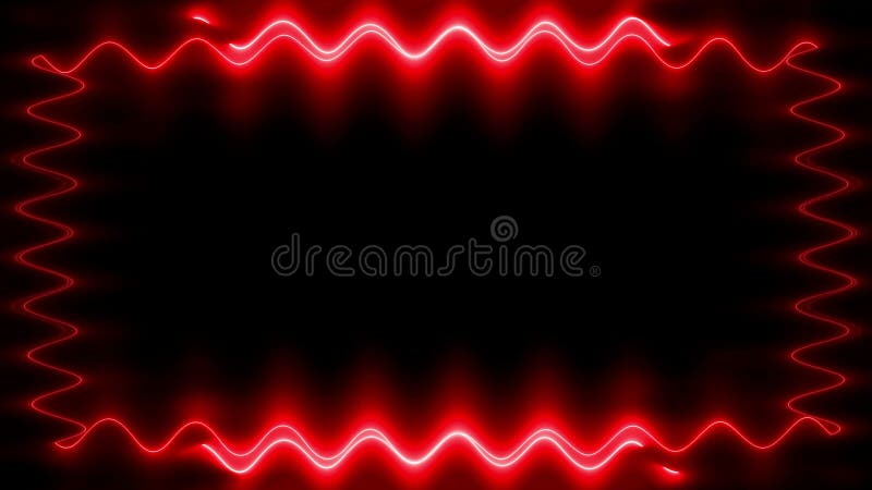 Neon Fading and Fading Glowing Wavy Laser Red Rectangular Lines Frame ...