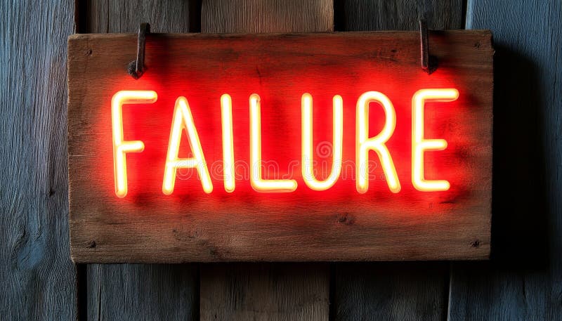 Neon Failure Sign Glowing on Rustic Wooden Background, Concept of ...