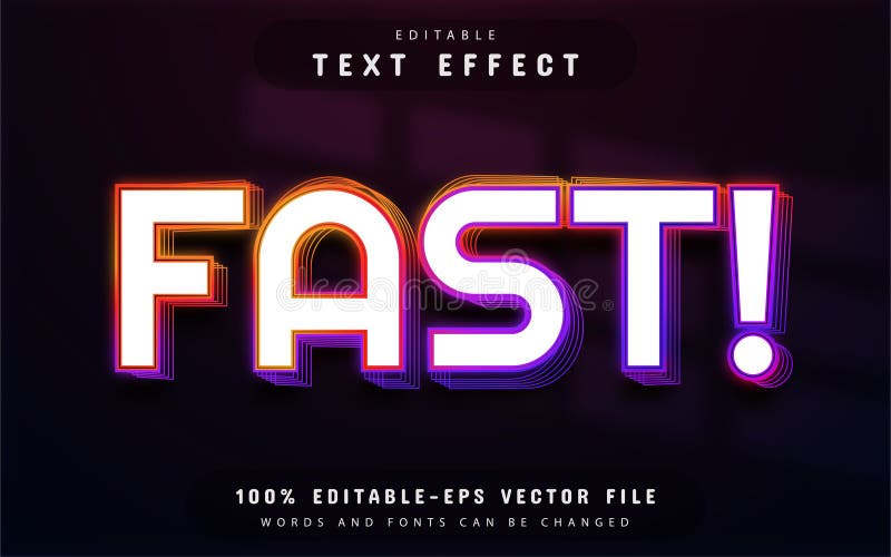 Neon Fast Text Effect Editable Stock Vector - Illustration of word ...