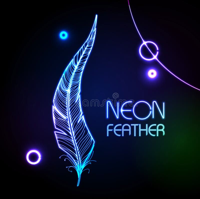 Neon feather stock vector. Illustration of drawing, light - 36754532
