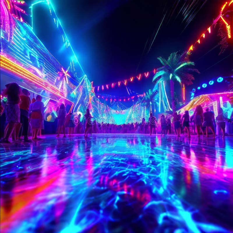 Neon Festival Holographic Illustration a Holographic Image Tha Stock ...