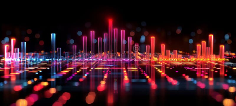 Neon Financial Bar Graph on Digital Interface Symbolizing Data Analysis ...