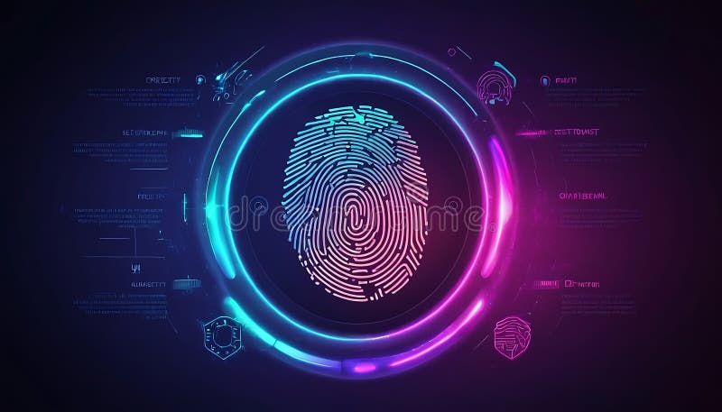 Neon Fingerprint Background Style Stock Illustration - Illustration of ...