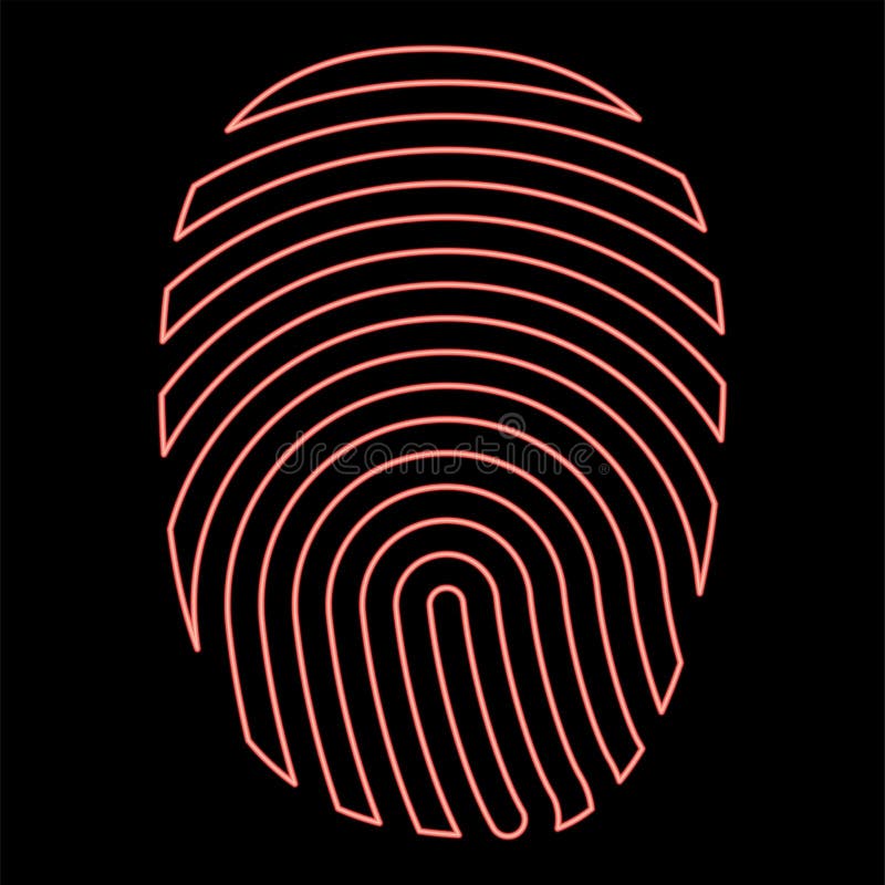 Neon Fingerprint Red Color Vector Illustration Image Flat Style Stock ...