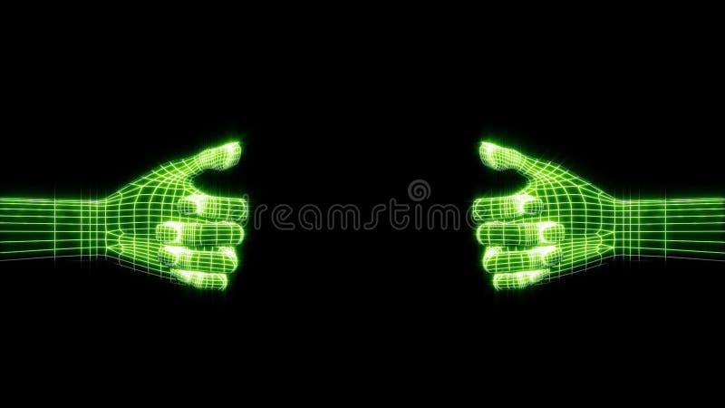 Neon thumbs up 3D. stock video. Video of holographic - 257864827