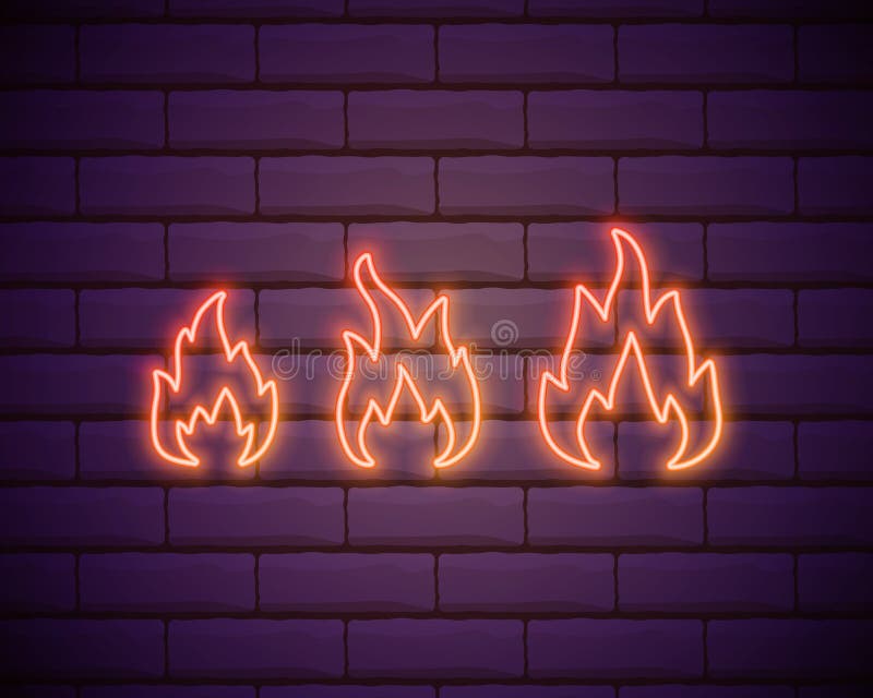 Neon Fire Icon. Elements in Neon Style Icons Stock Vector ...