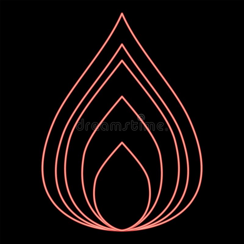 Neon Fire Red Color Vector Illustration Flat Style Image Stock Vector ...