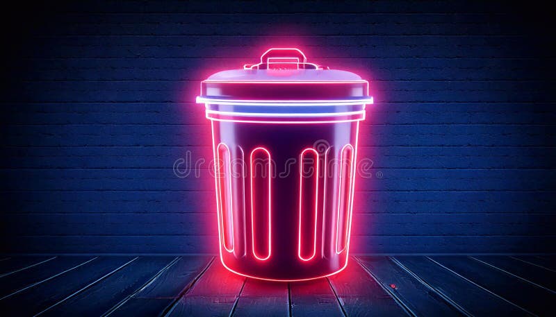 A Neon Firefly Trash Can Glows in Pink and Blue, Adding a Playful ...