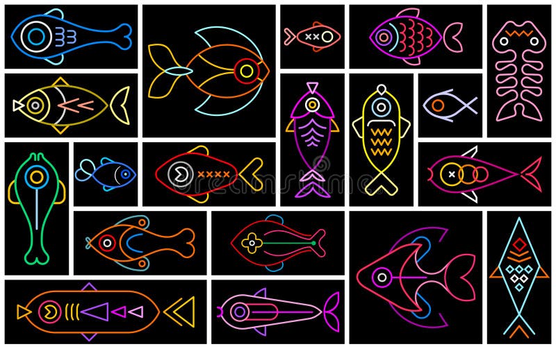 Neon Fish stock illustration. Illustration of isolated - 334799159