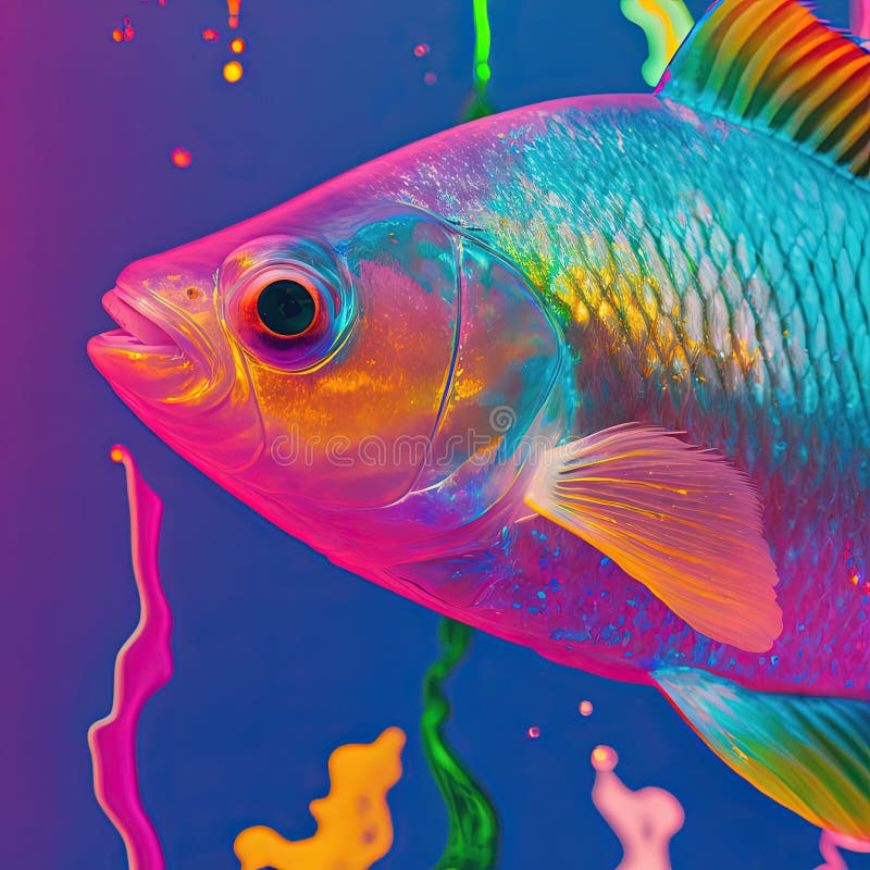Colorful Fish in Neon Colors. Pop Style Art Stock Illustration ...