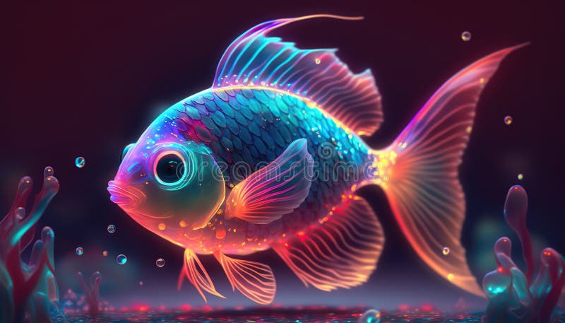 Neon Fish.Undersea World.Generative Ai Stock Vector - Illustration of ...