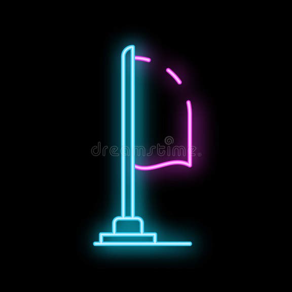 Neon Flag Waving in the Wind on Black Background Stock Vector ...