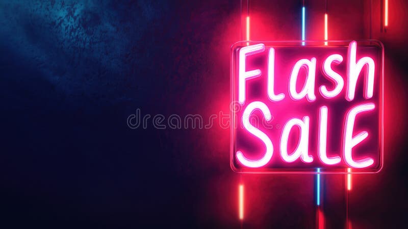 Neon Flash Sale Sign on Dark Background with Vibrant Lights Stock Photo ...