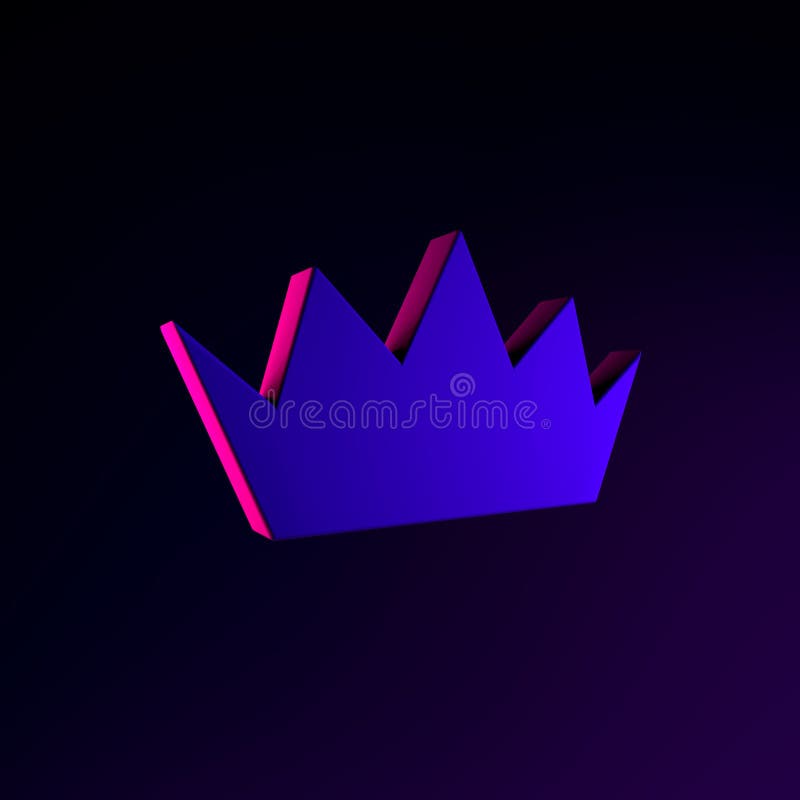 Neon Flat Crown Icon. 3d Rendering Ui Ux Interface Element. Dark ...