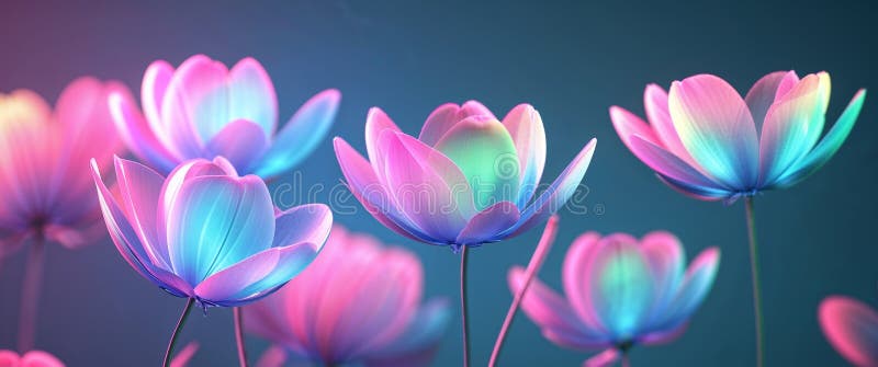 Neon Floral Design Abstract Glowing Flower Art Stock Photo - Image of ...