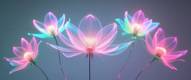 Neon Floral Design Abstract Glowing Flower Art. Stock Photo - Image of ...