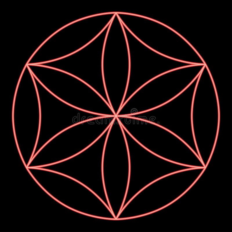 Neon Flower of Life Sacred Geometry Red Color Vector Illustration Image ...