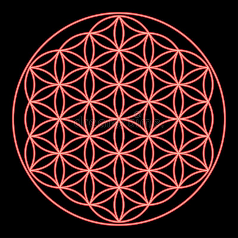 Neon Flower of Life Sacred Geometry Red Color Vector Illustration Image ...