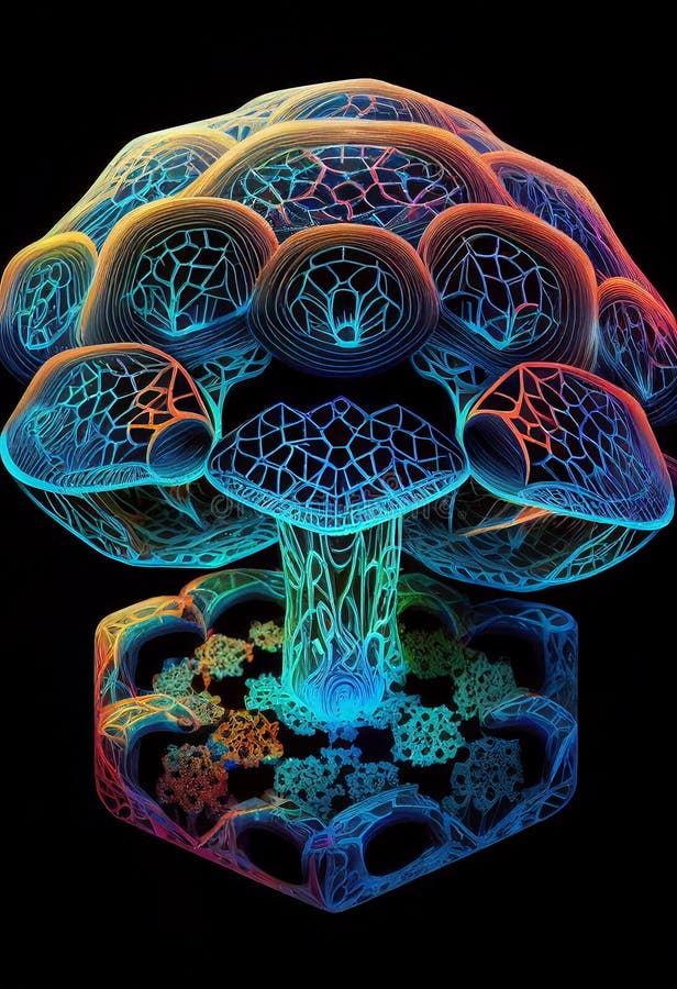 Neon Flower of Life in the Shape of a Geometric Hexagon. AI Generated ...