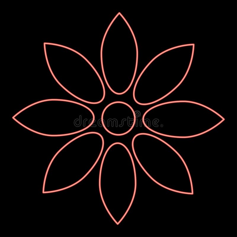 Neon Flower Red Color Vector Illustration Flat Style Image Stock Vector ...
