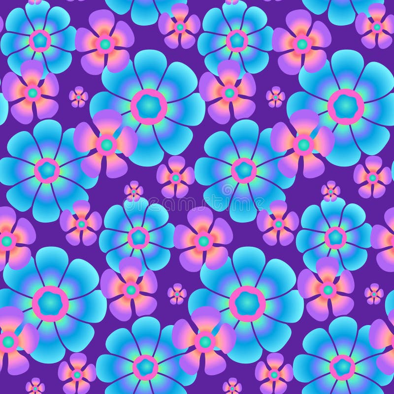 Neon Flower Vector Seamless Pattern Stock Vector - Illustration of ...