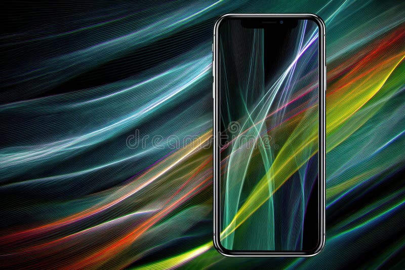 Neon Flowing Lines Animate a Phone Screen, Creating a Dynamic Display ...