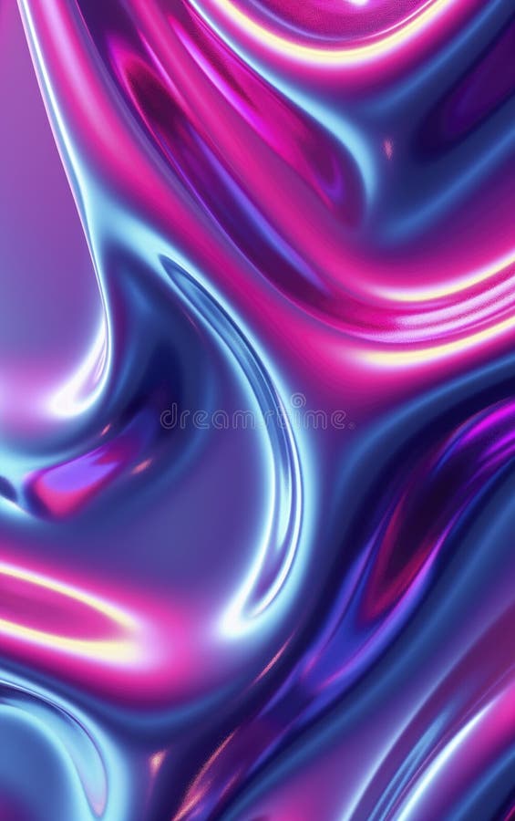 Neon Fluid Abstract Surface Background. Liquid Metal Futuristic ...