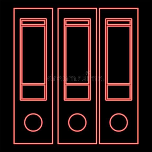 Neon Folders Red Color Vector Illustration Flat Style Image Stock ...