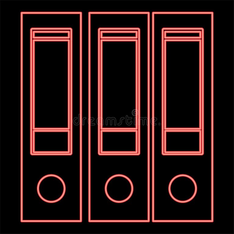 Neon Folders Red Color Vector Illustration Flat Style Image Stock ...