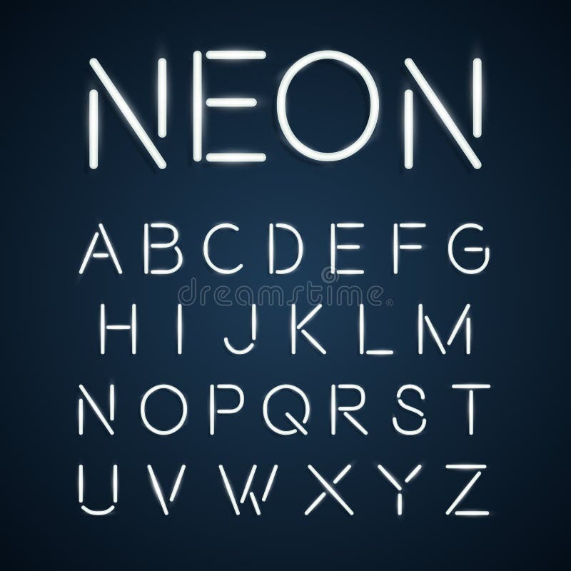 Neon Font City Text, Night Alphabet Stock Vector - Illustration of ...
