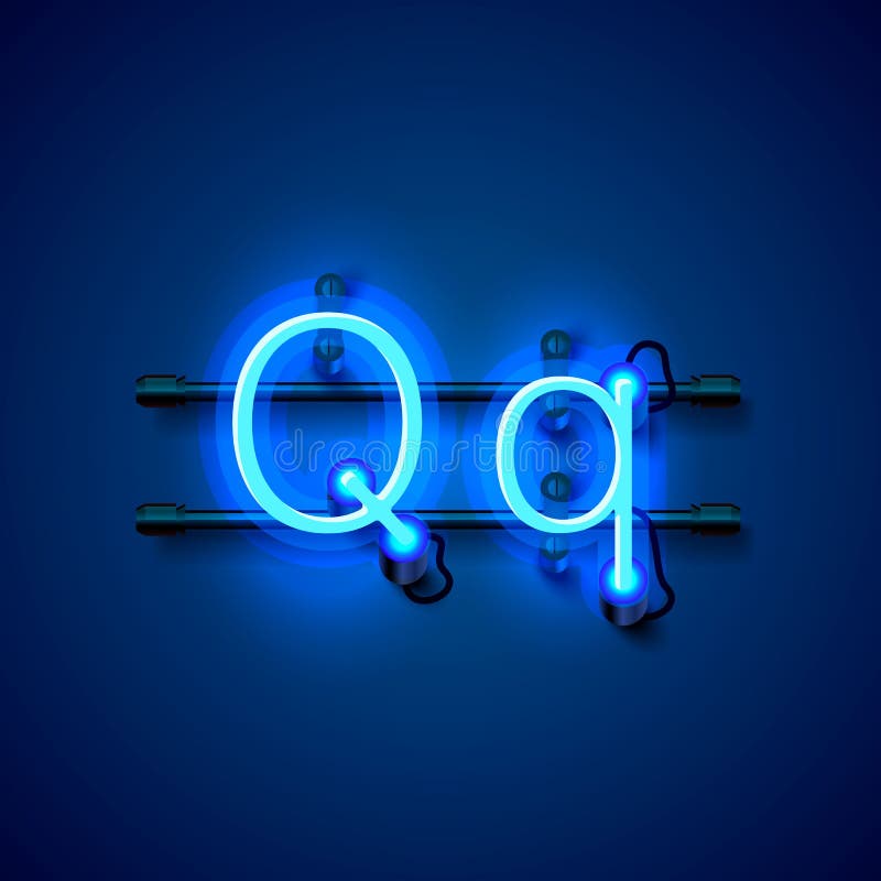 Neon Font Letter Q, Art Design Singboard. Stock Vector - Illustration ...